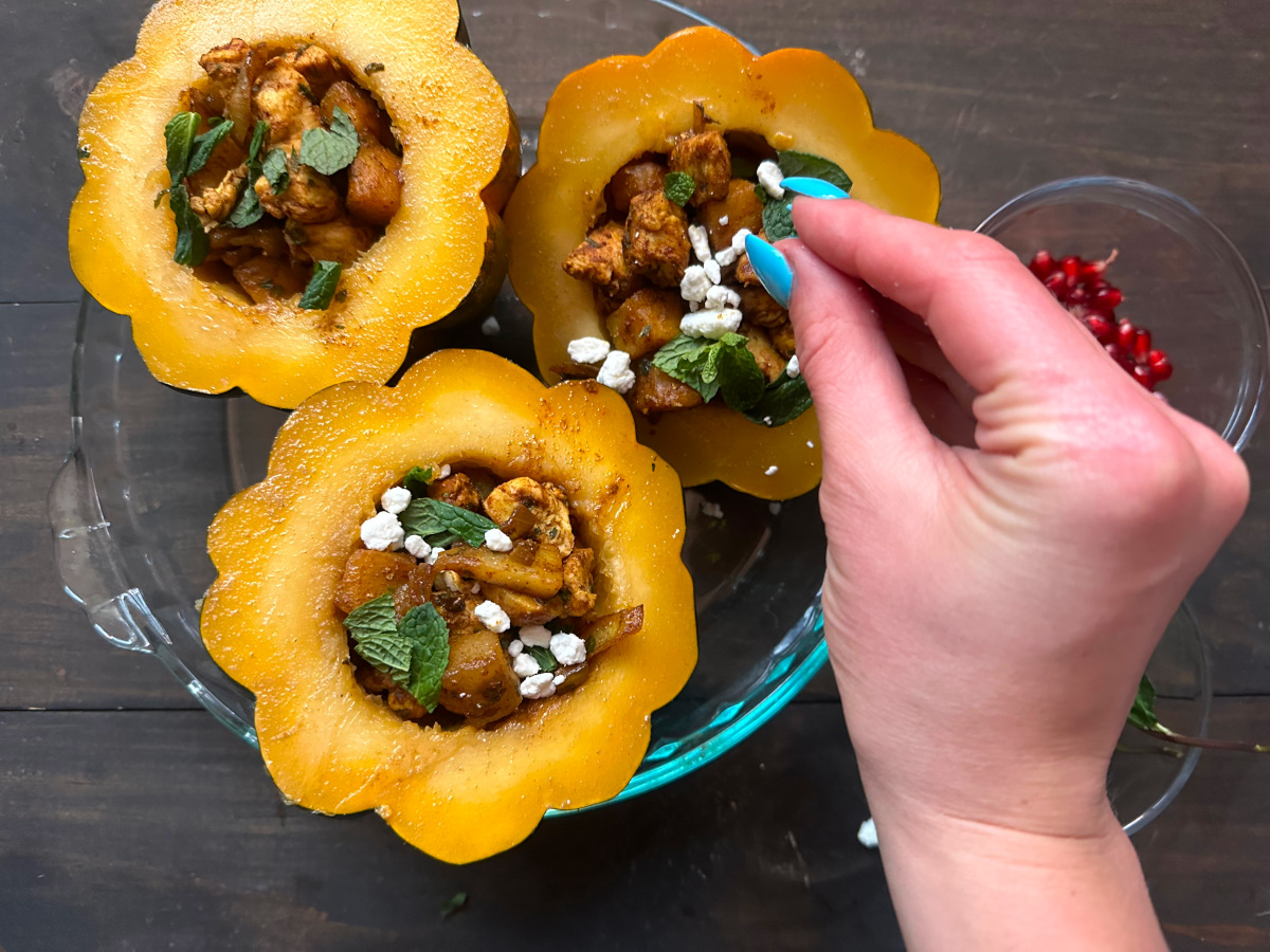 Moroccan Chicken Stuffed Acorn Squash - The Clean Happy Life